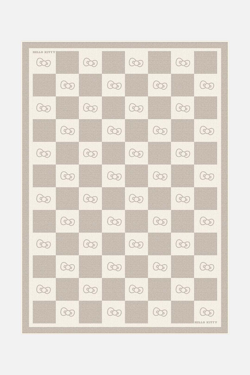 Hello Kitty Checker Grey Rug: Elegant Checkered Pattern in Light Grey ...