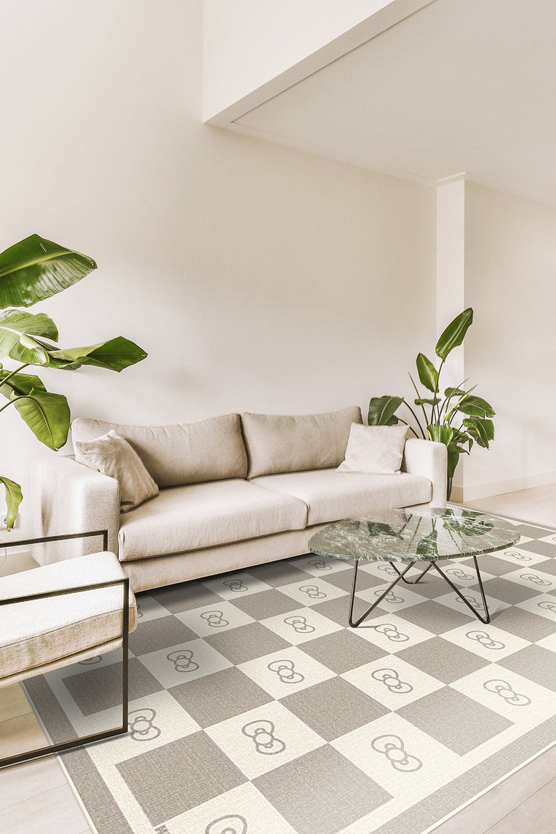 Hello Kitty Checker Grey Rug: Elegant Checkered Pattern in Light Grey ...